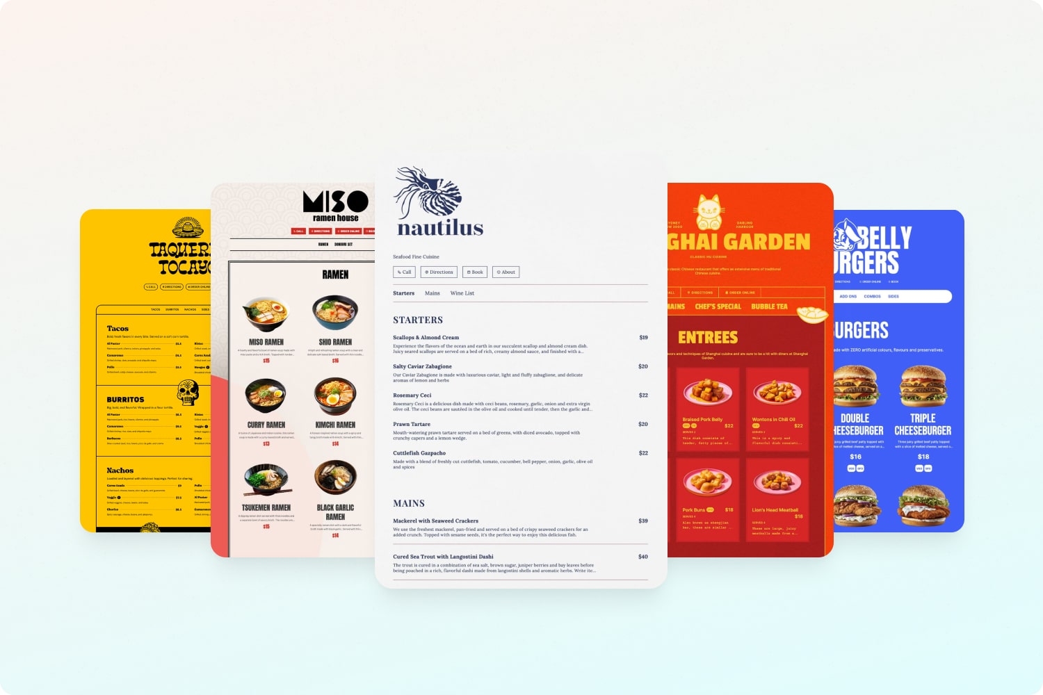 Menuzen Blog 35 Examples Of Menus For Restaurants Other Food Businesses
